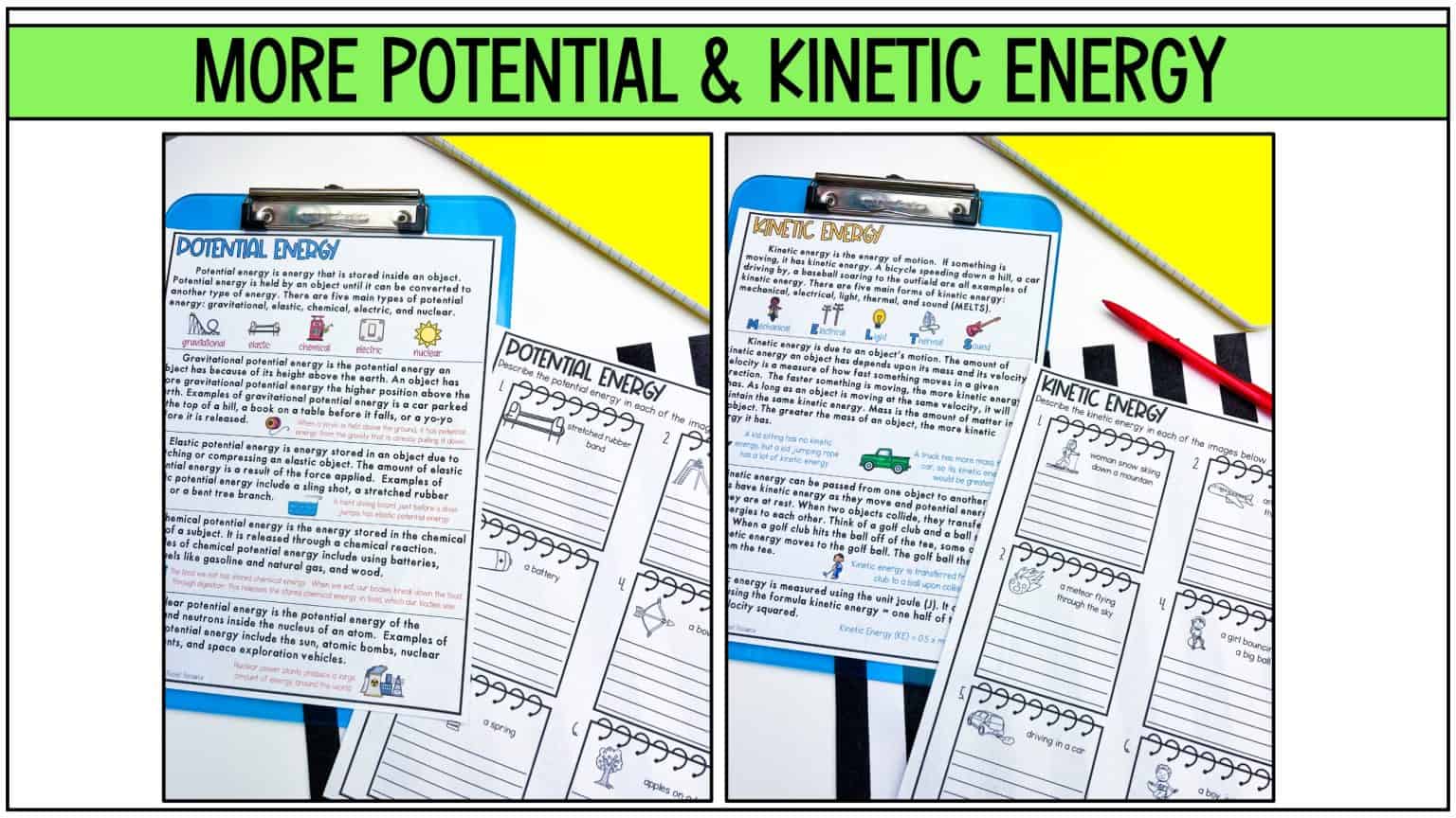 Mechanical Energy | Potential and Kinetic Energy Worksheet | Law of ...